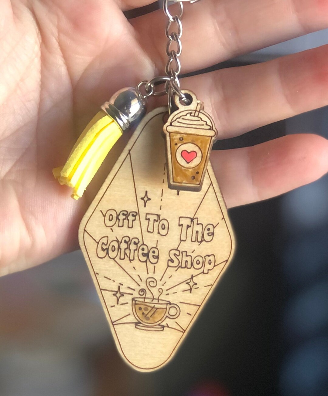 Off to the Coffee Shop Keychain, Gift for Coffee Lover, Coffee Backpack ...