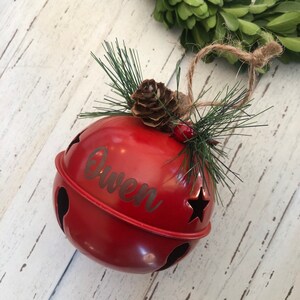 Custom Name Christmas Bell Ornament, Personalize White or Red Bauble ...