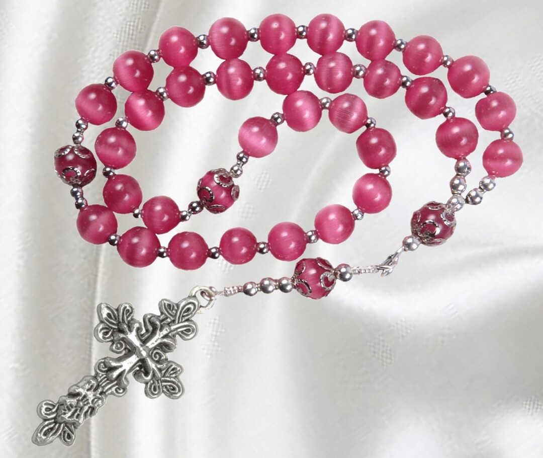 Eastern Orthodox Rosary, Greek Chotki, Pink Natural Rhodochrosite Stone ...