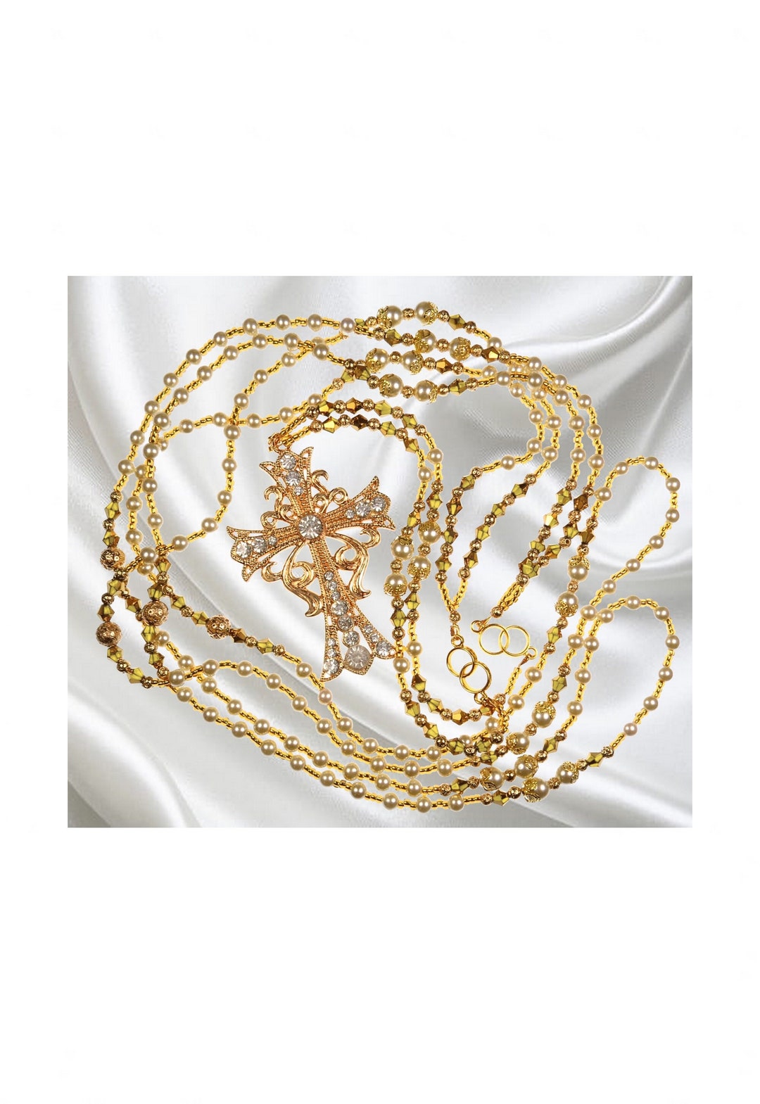 Wedding Lasso, Ivory White Pearl Lasso, Lazo De Boda, White and Gold ...