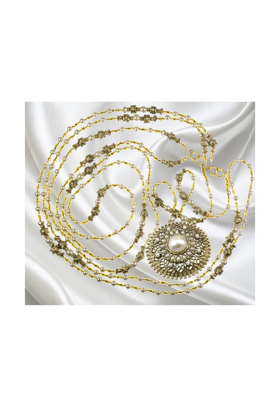 Handmade Wedding Lasso, Crystal and Pearl Lasso, Gold Tone Pearl and ...