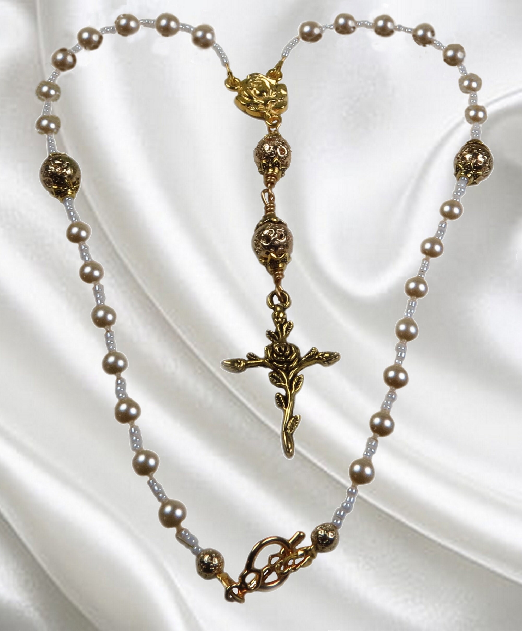 Anglican Rosary Necklace, Shell Pearl Necklace, Religious Jewelry ...