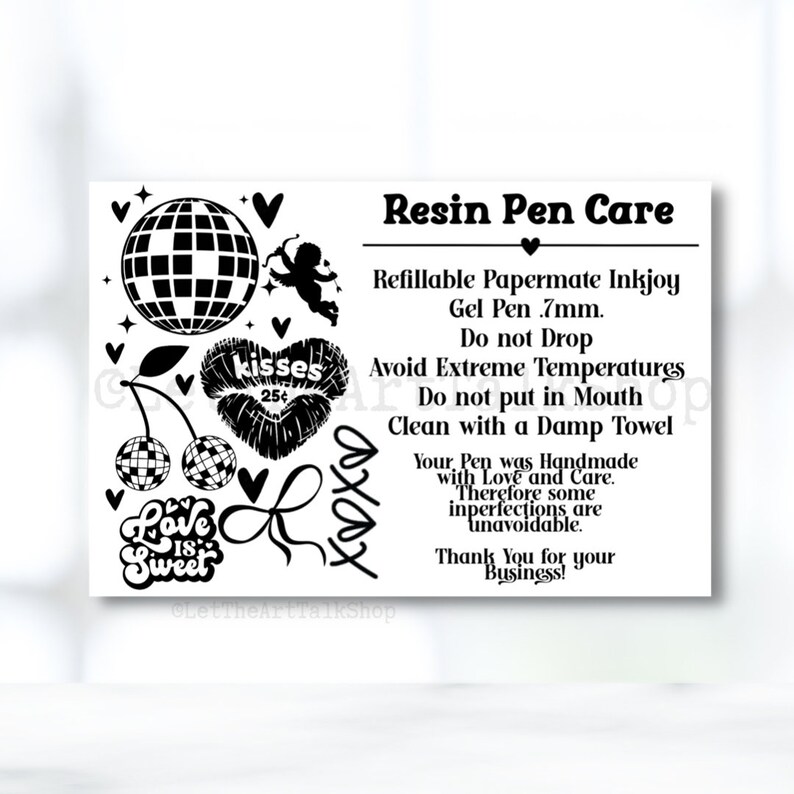 Resin Pen Care Labels 20 Pack Thermal Valentines Day Small Business - Etsy