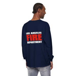 LAFD Logo Front & Back Long Sleeve T-shirt - Etsy