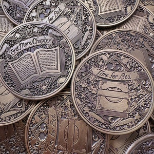 Go to Bed or One More Chapter Coin - Etsy
