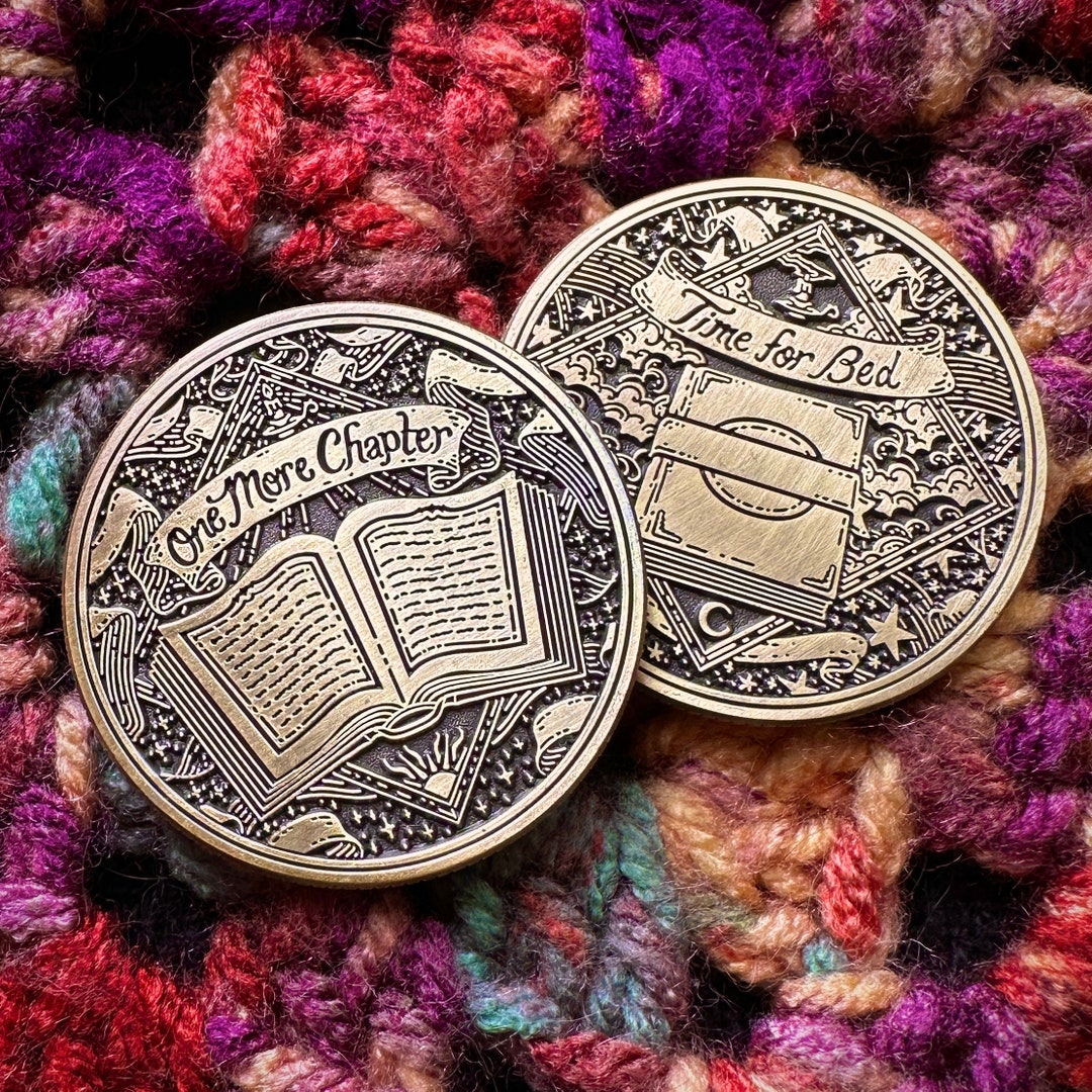Go to Bed or One More Chapter Coin - Etsy