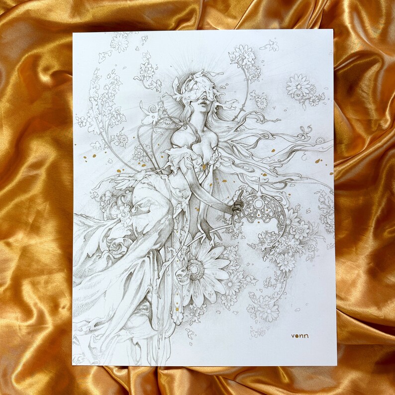 Flora Goddess Golden Print - Etsy