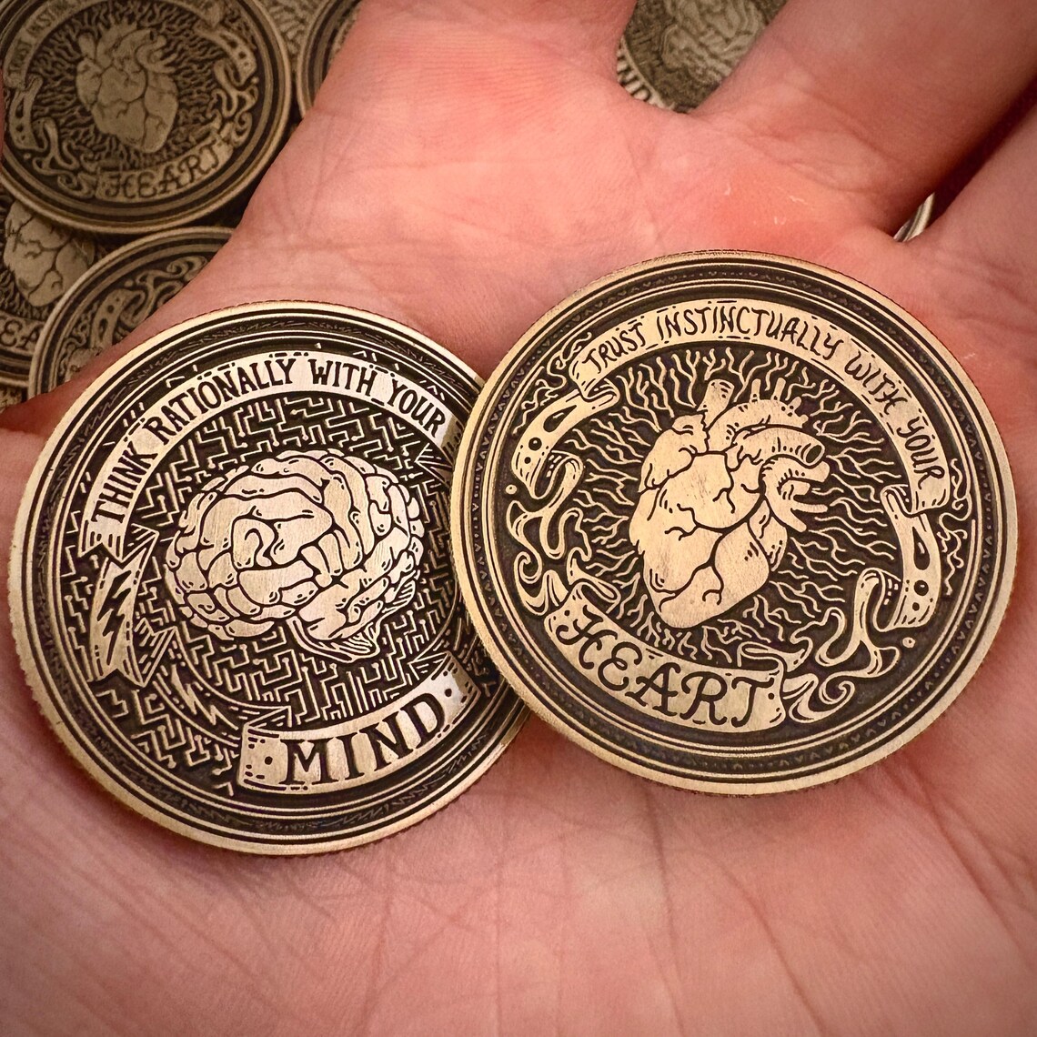 Heart or Mind Coin - Etsy
