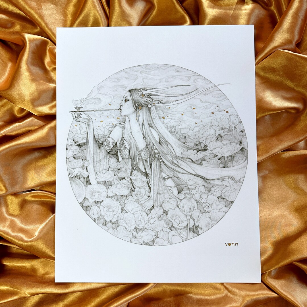 Poppy Dreams Golden Print - Etsy