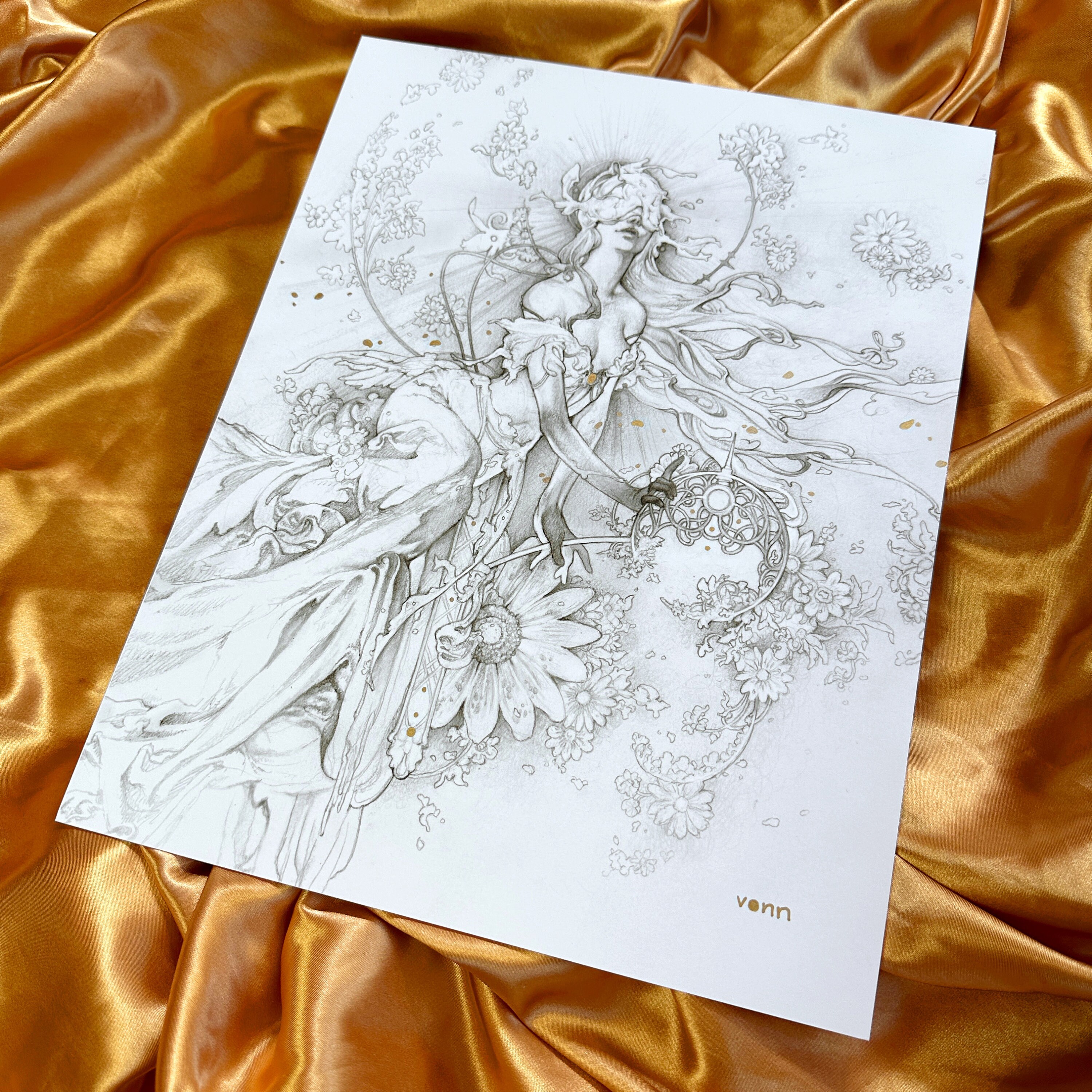 Flora Goddess Golden Print - Etsy