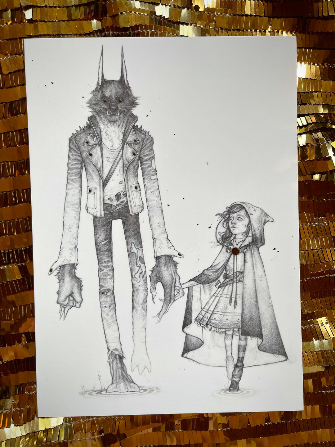 Lil Red's Wolf Small Gold Foil Print - Etsy