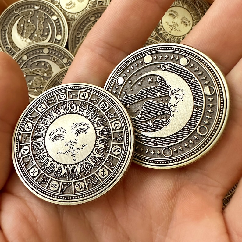 Sun or Moon Coin - Etsy