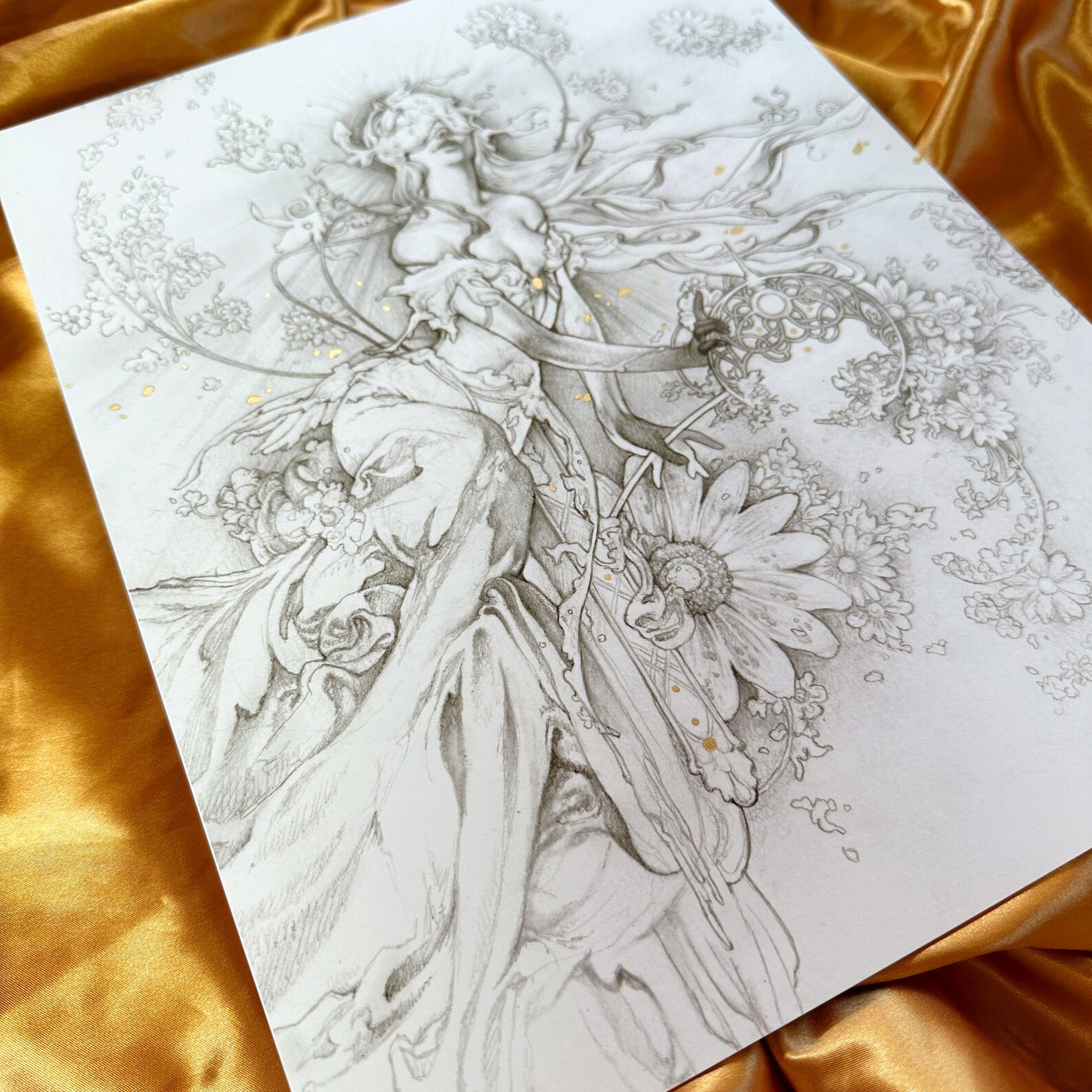 Flora Goddess Golden Print - Etsy