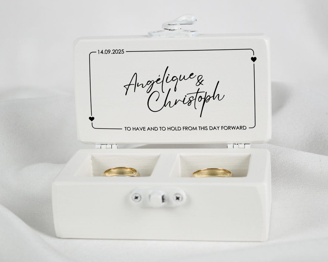 White Ring Box, Wedding Ring Box, Personalized Ring Box, Ring Bearer ...