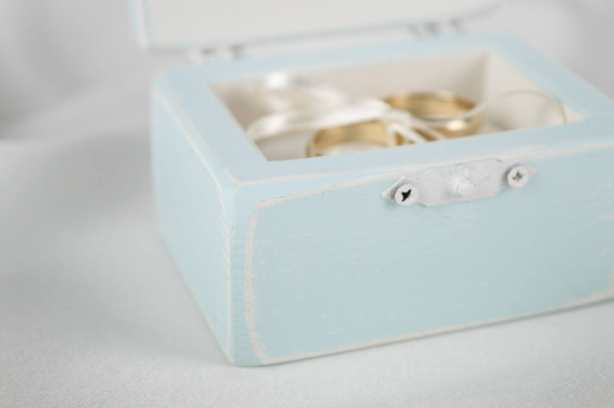 Blue Wedding Ring Box, Personalized Engagement Ring Box, Wedding ...