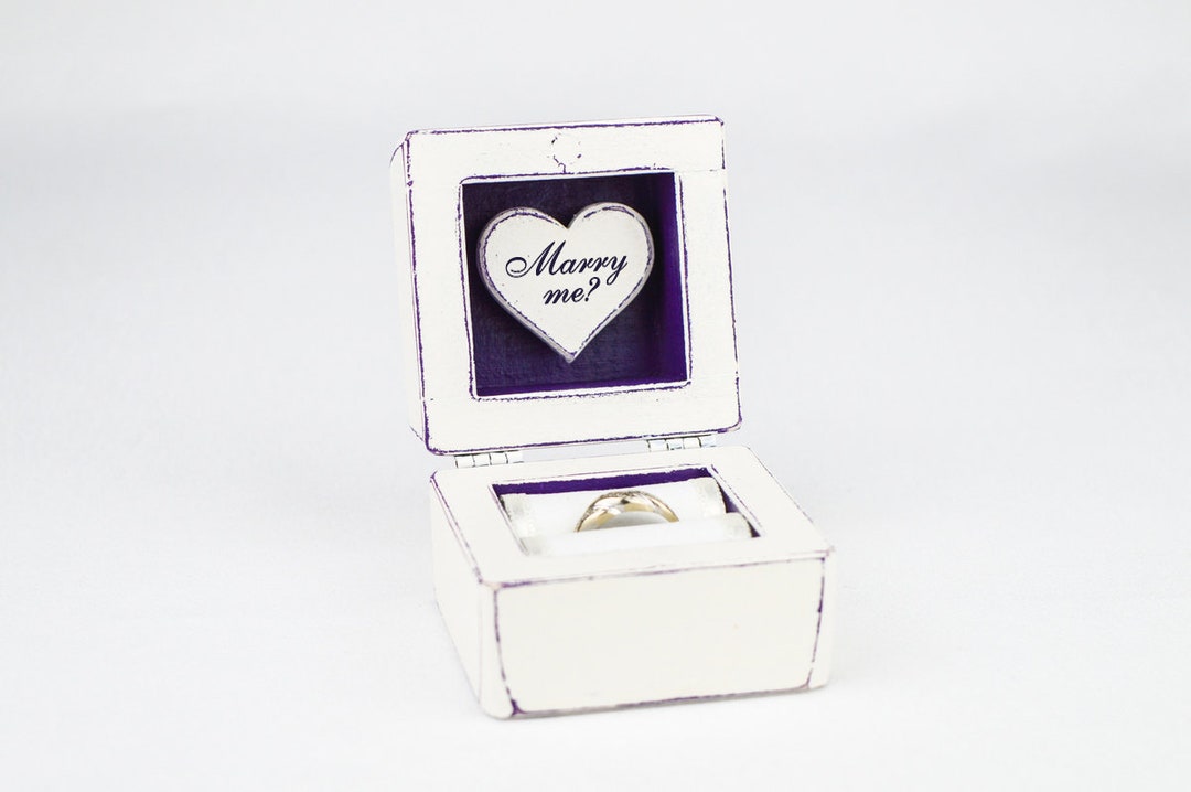 Engagement Ring Box, Purple Wedding Proposal Ring Box, Will You Marry ...