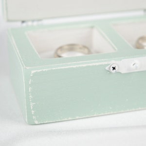 Wedding Ceremony Ring Box, Mint Ring Box, Ring Bearer Box, Personalized ...