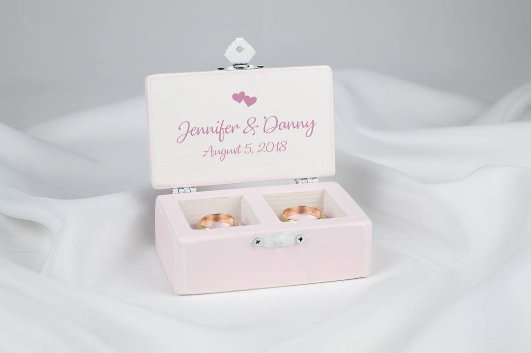 Pink Ring Box, Wedding Ceremony Ring Box, Pink Ring Holder, Anniversary ...