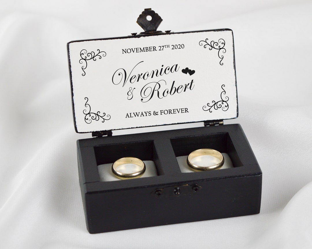 Wedding Ceremony Ring Box, Black Ring Box, Ring Bearer Box ...