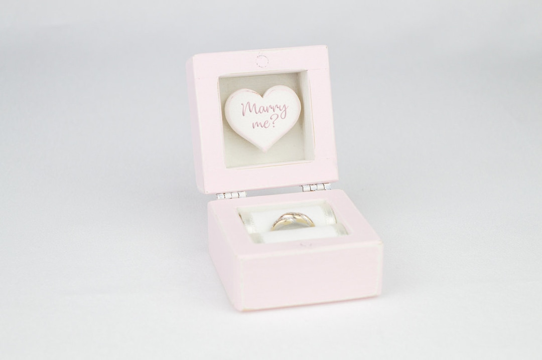 Pink Engagement Ring Box, Personalized Proposal Ring Box, Marry Me Ring ...
