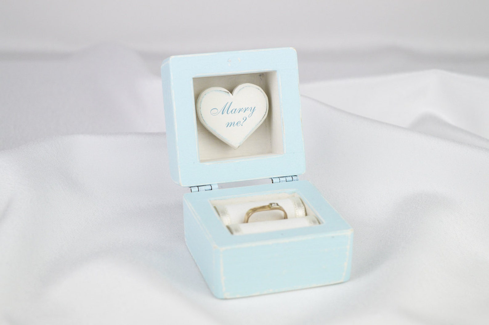 Marry Me Blue Engagement Ring Box Wedding Proposal Ring Box - Etsy