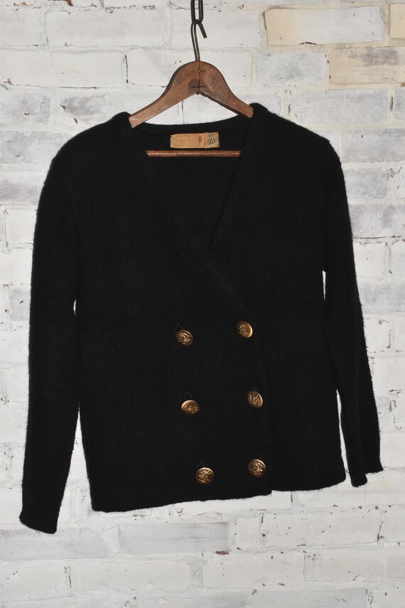 VINTAGE Carol Baert Young Junior ALL WOOL Black Cardi… - Gem