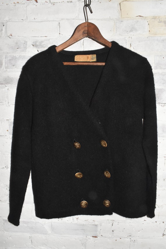 VINTAGE Carol Baert Young Junior ALL WOOL Black Cardi… - Gem