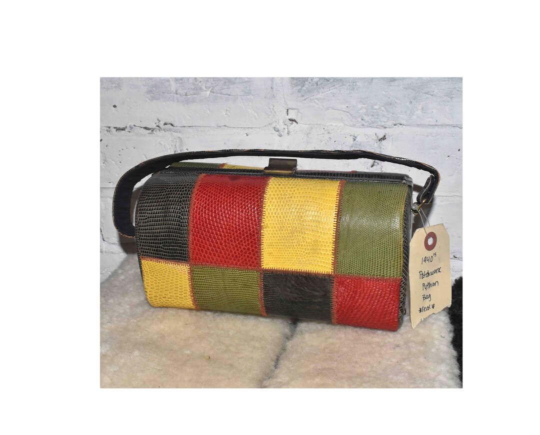 Vintage 1940s Real Patchwork PYTHON Rainbow Clutch Evening Bag - Etsy