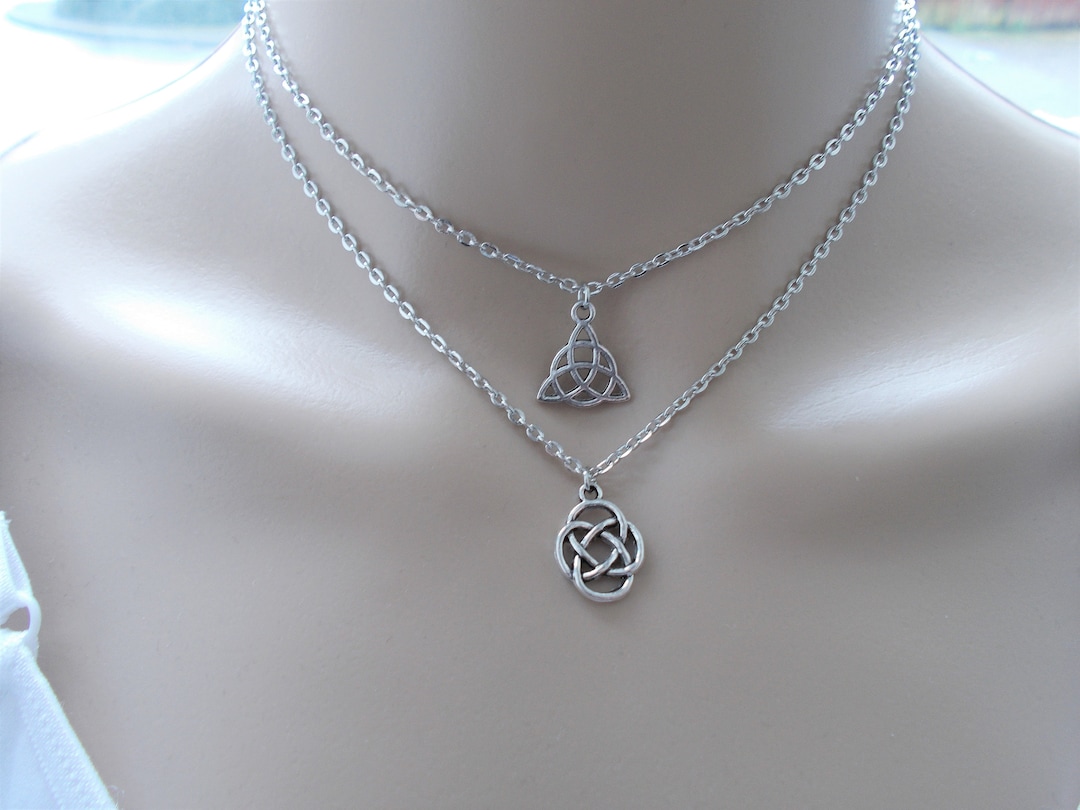 Silver Layered Choker: Celtic Knot Triquetra Necklace - Etsy