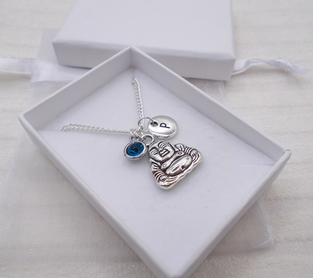 Silver Buddha Necklace, Personalised Jewellery With Initial and ...