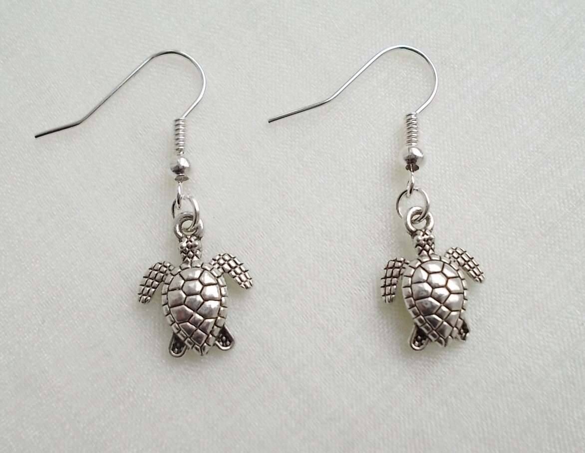 Turtle earrings silver earrings handmade earrings animal | Etsy