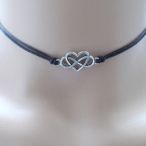 Infinity Heart Choker Black Choker Necklace Infinity | Etsy