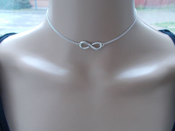 Infinity Choker Made With Dainty Silver Chain Simple Everyday | Etsy UK
