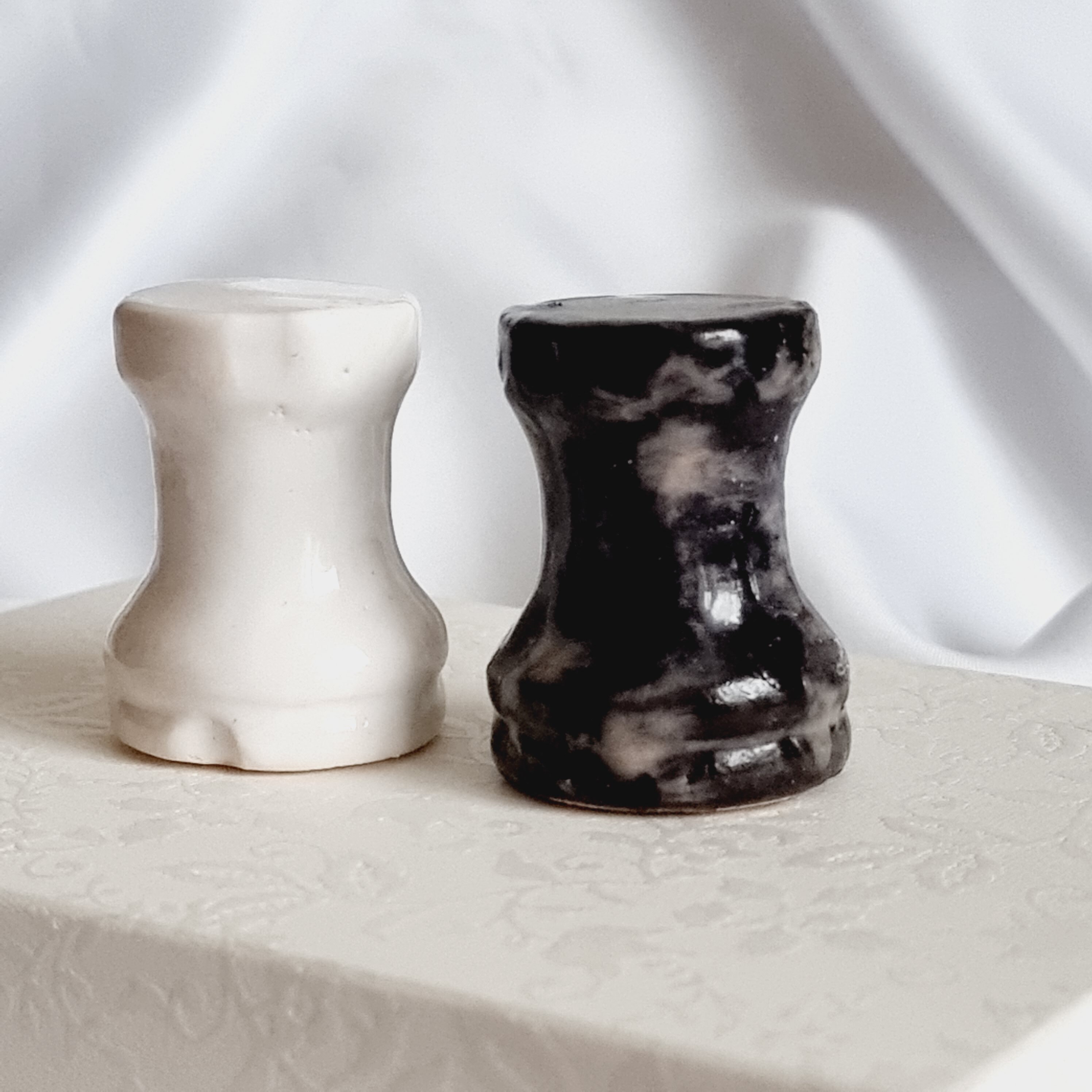 Handmade Ceramic Chess Rook Set: Black & White Souvenirs - Etsy