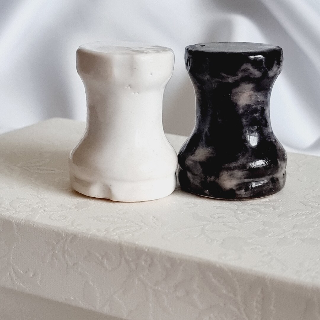 Handmade Ceramic Chess Rook Set: Black & White Souvenirs - Etsy
