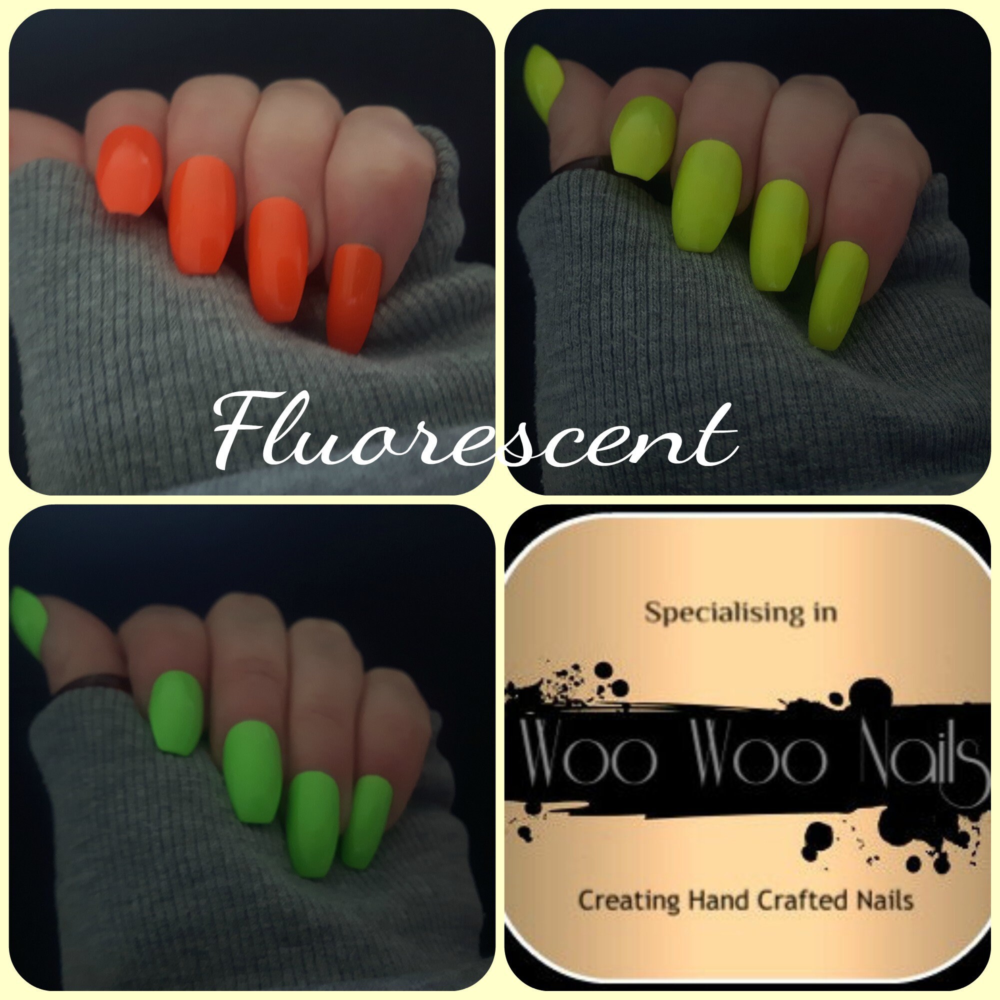 Fluorescent Hand Painted False Nails Press on Nails Full - Etsy