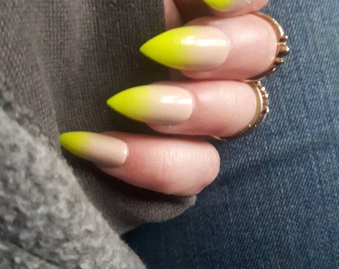 Neon Ombre Fluorescent Illuminous Hand Painted False Nails - Etsy