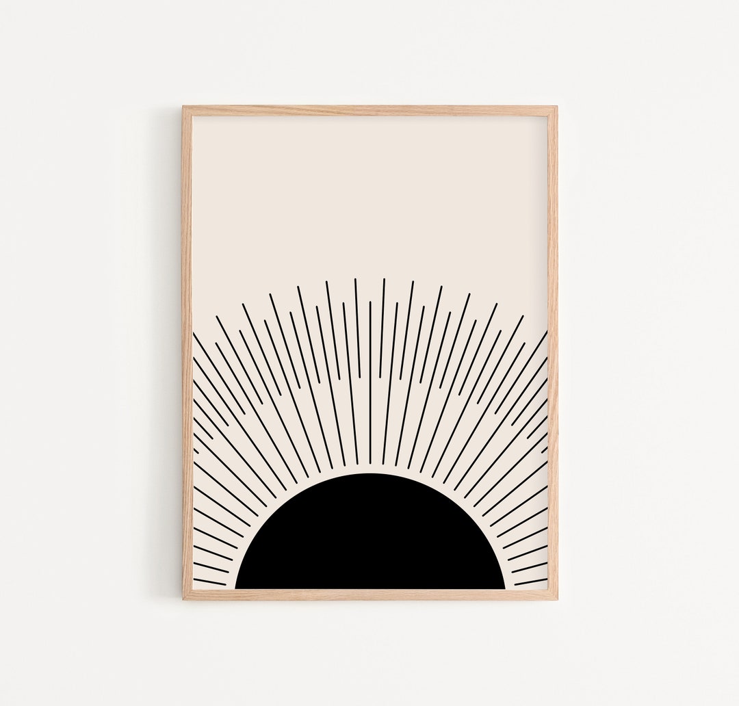 Boho Sun Wall Art | Abstract Sun Print | Bohemian Sunburst Print | Mid ...