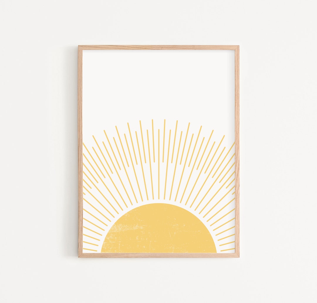 Sunburst Boho Print | Abstract Sun Wall Art | Sun Rays Poster | Mid ...