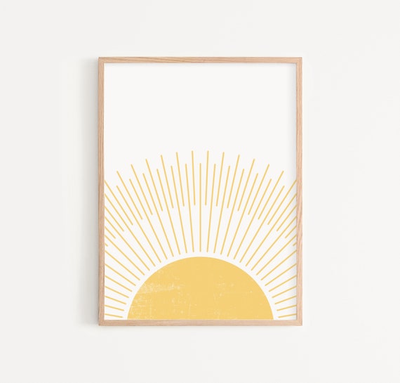 Sunburst Boho Print Abstract Sun Wall Art Sun Rays Poster | Etsy