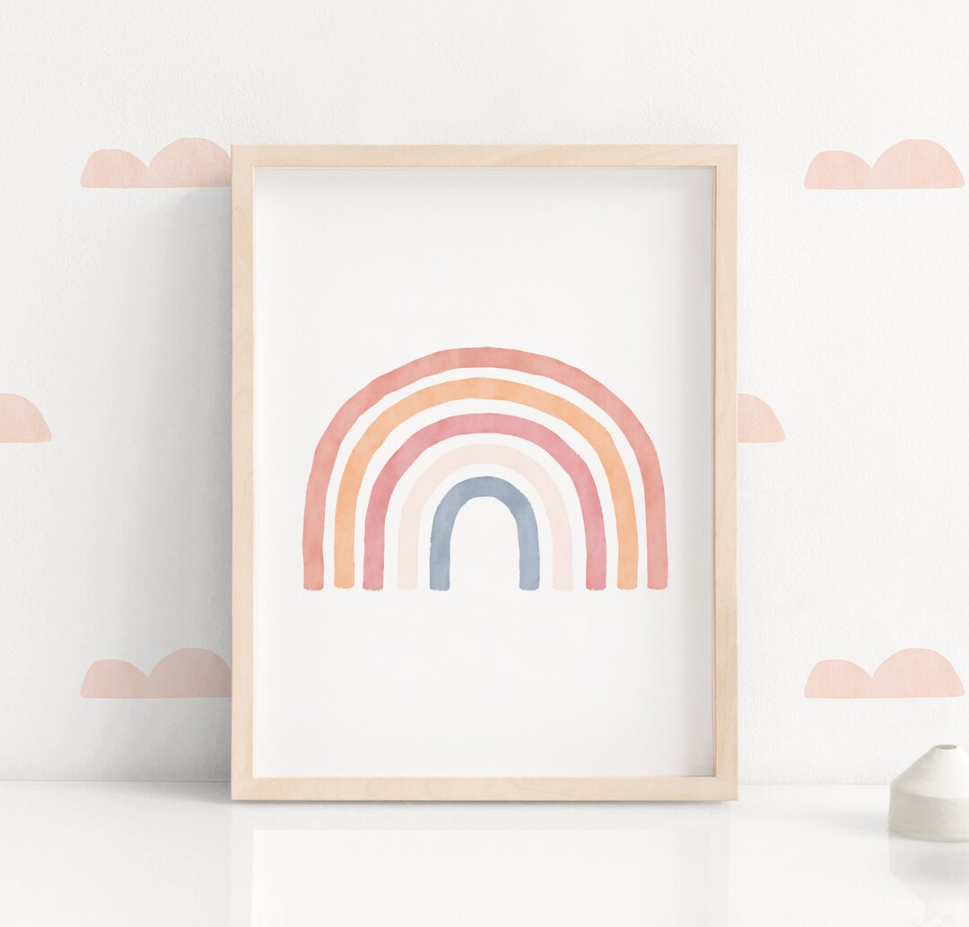 Rainbow Neutral Boho Nursery Kids Wall Art Neutral Rainbow - Etsy