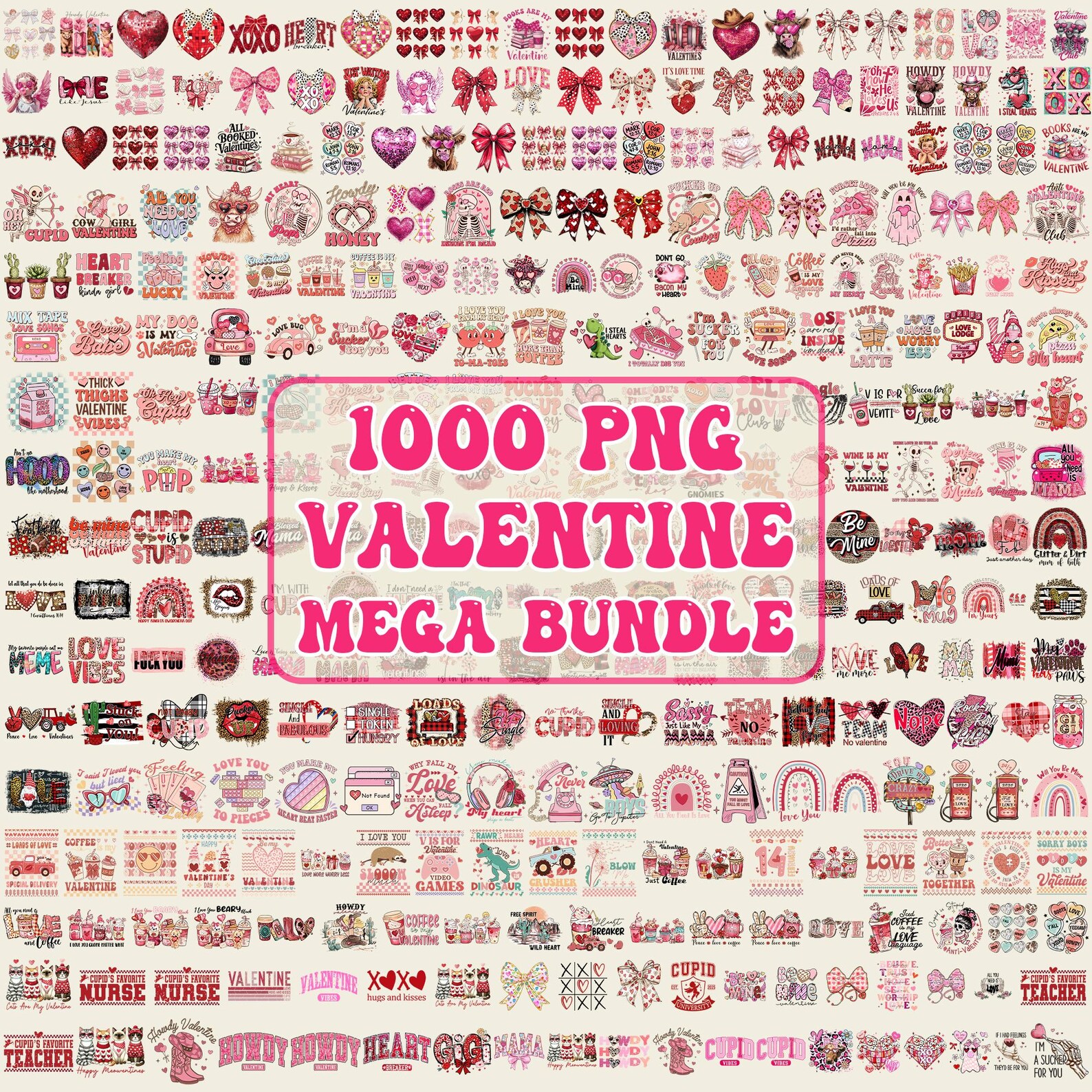 Paquete de más de 1000 imágenes PNG de San Valentín, paquete Mega de ...