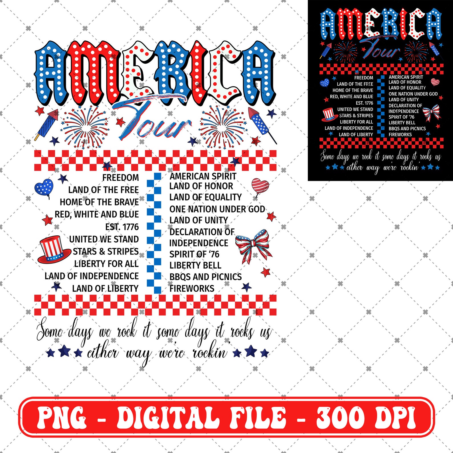 Retro America Tour Png, 1776 Independence Day Png, 4th of July Png, America Png, USA Png ...