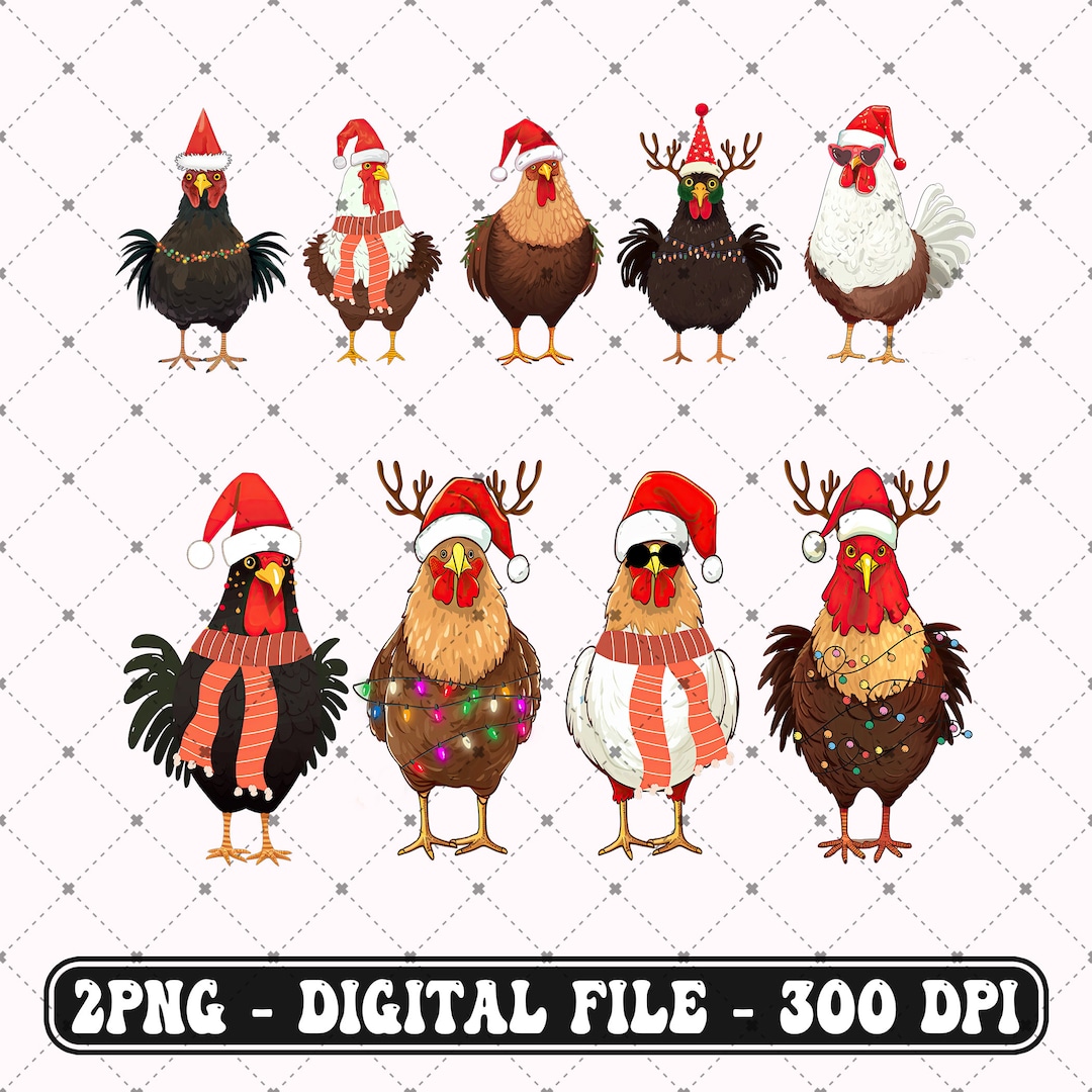 Сute Christmas Chickens Png, Farm Animal Christmas, Funny Christmas ...