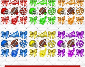 Colorful Football Design Png, Cheer Football Coquette Bows Png, Retro ...