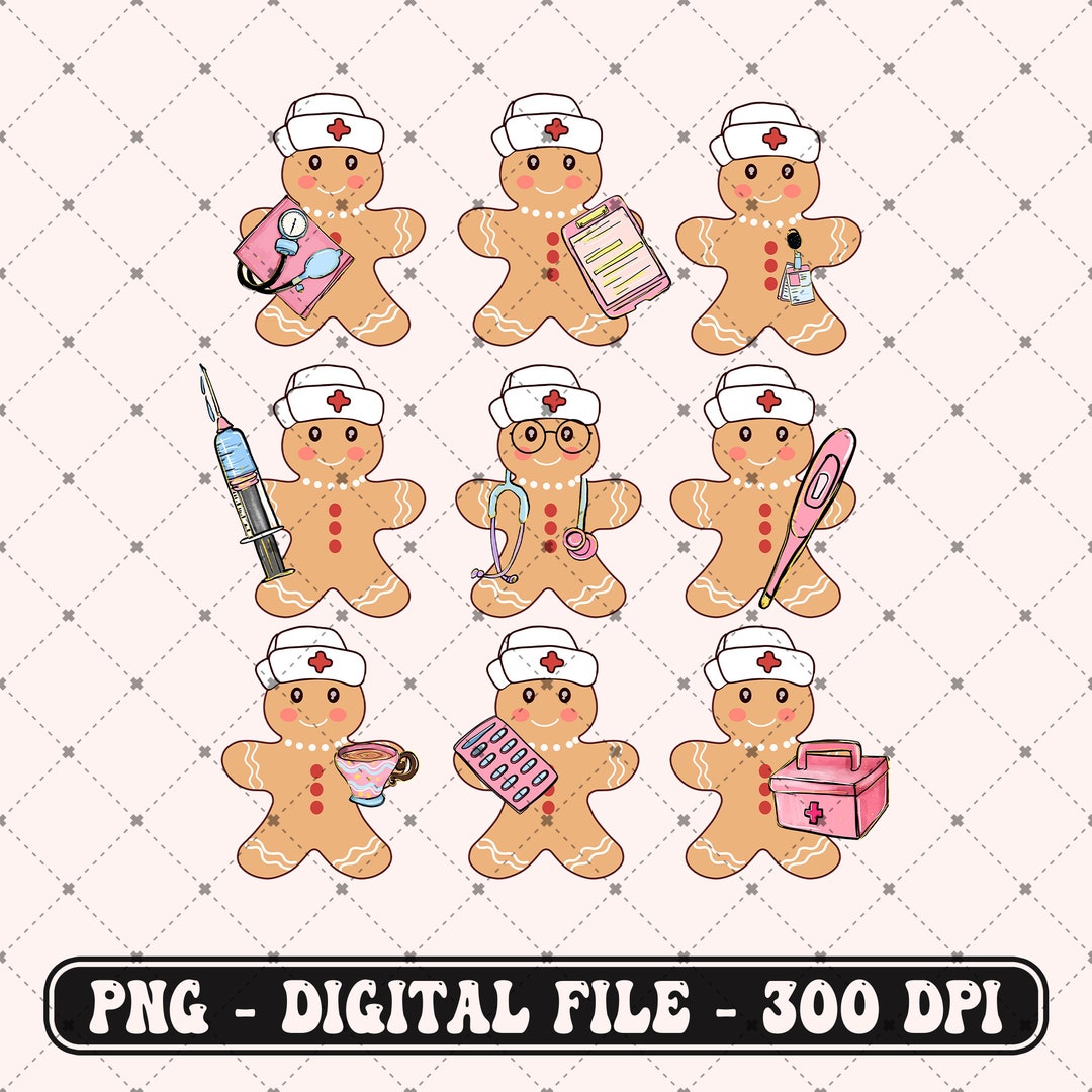 Nurse Gingerbread Men Png, Nurse Christmas Png, Cute Nurse Gingerbread ...