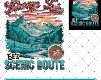 Always Take the Scenic Route Png, Camping Travel Adventure Wild Compass ...