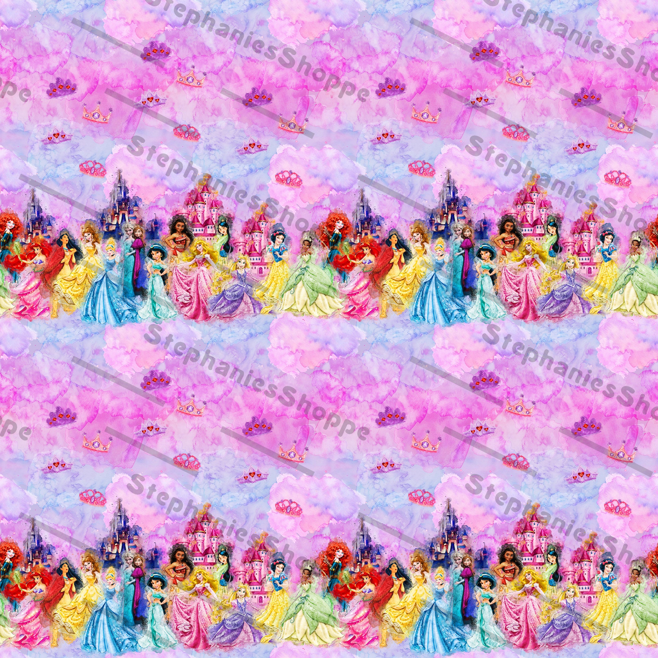 Pink Princess Panel & Background Seamless Pattern Digital | Etsy