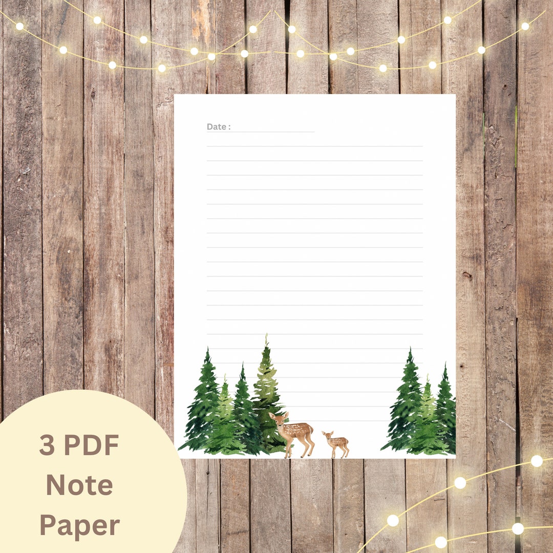 Mother Deer Forest Note Paper, Stationary Paper, Letter Paper, Digital ...