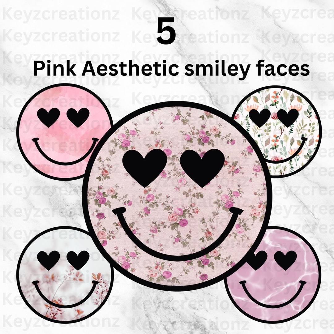 Aeshetic Smiley Faces| Pink Aesthetic | PNG Digital Download | - Etsy